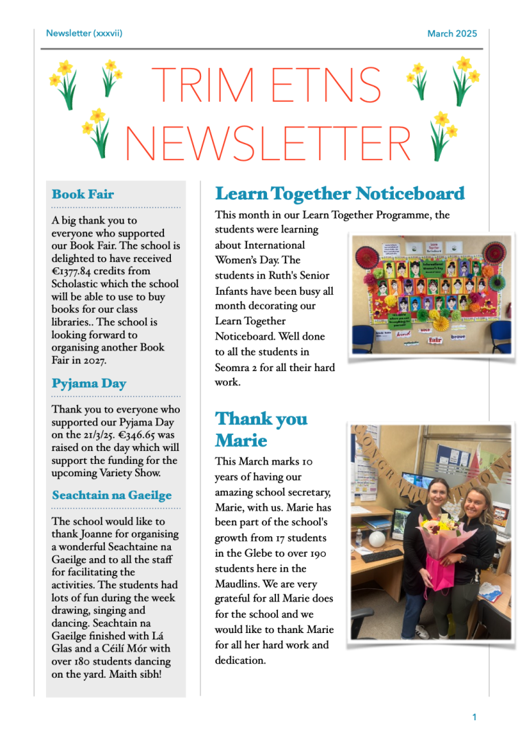 Newsletter March 2025 - Trim Educate Together National School